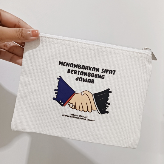 Dompet Resleting Kanvas Kecil Sablon A6 | Tops Print